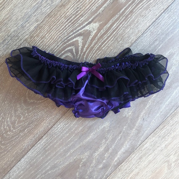 Intimates & Sleepwear | Purple And Black Ruffle Bottoms With Bow | Poshmark